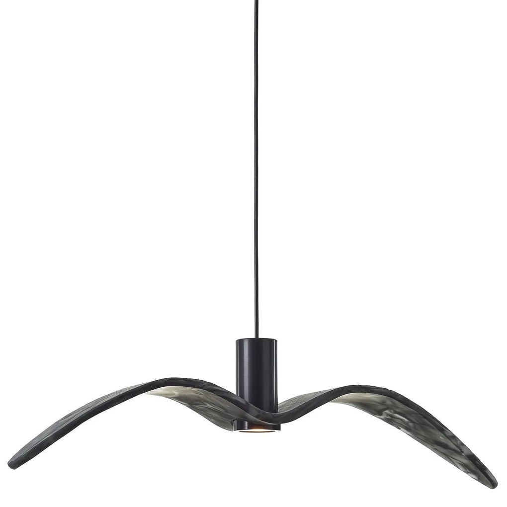 Brokis PC1112 Night Birds Exterior, závěsné svítidlo z ručně zpracovaného skla, 6,5W LED, šedá kouřová BROKISGLASS, délka 73cm, IP54