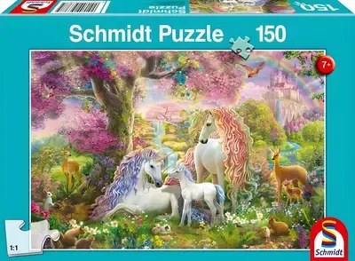 SCHMIDT Puzzle Květiny a jednorožci / 150 dílků / 43,2 × 29,1 cm