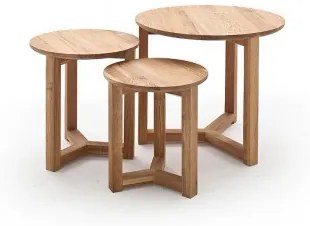 Konferenční stolek Maude - set 3 kusů (hnědá, masiv)