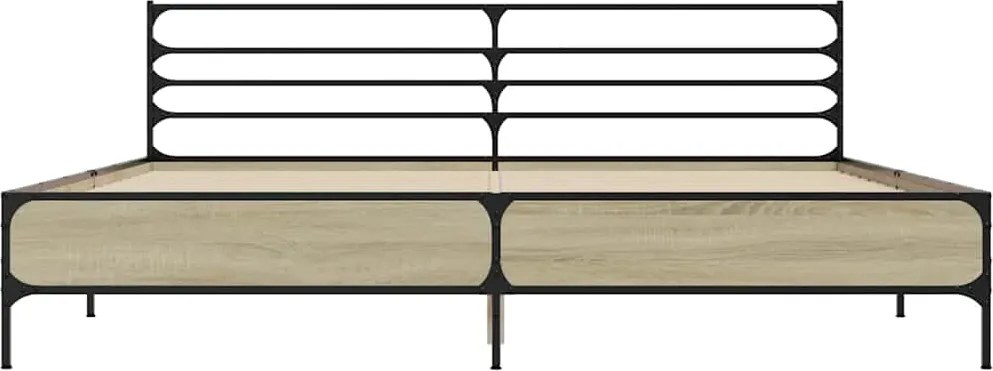 Rám postele dub sonoma 200 x 200 cm kompozitní dřevo a kov 3280063