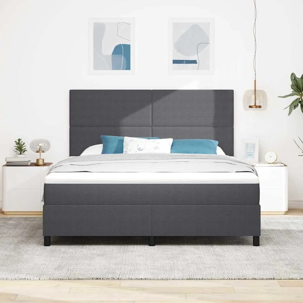 Postel s boxspringem s čelo Tmavě šedá a bílá 180 x 200 cm 3337568