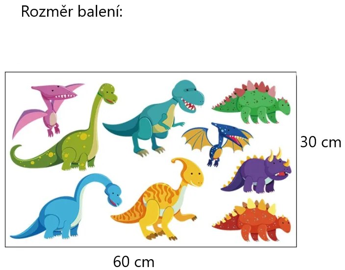 Živá Zeď Samolepka na zeď Barevní dinosauři