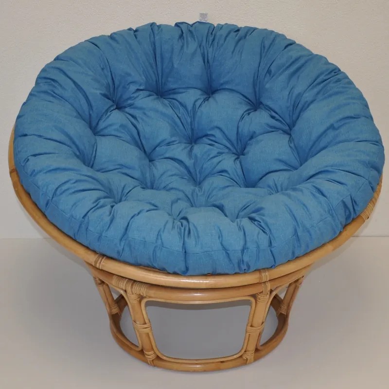 Relaxační papasan DEMETRIA — ⌀100 cm, ratan, látka, medová / více barev Bílý