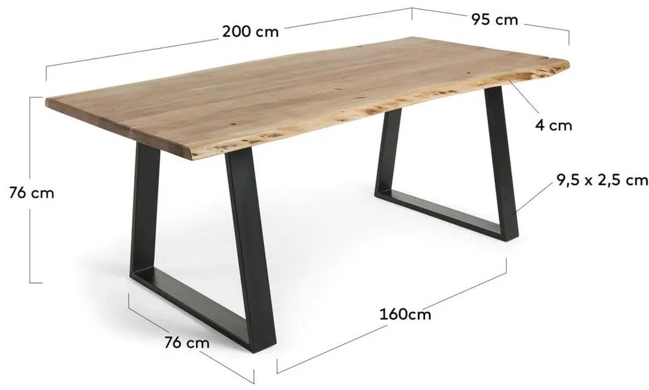 Jídelní stůl s deskou z akácie 97,5x200 cm Alaia – Kave Home