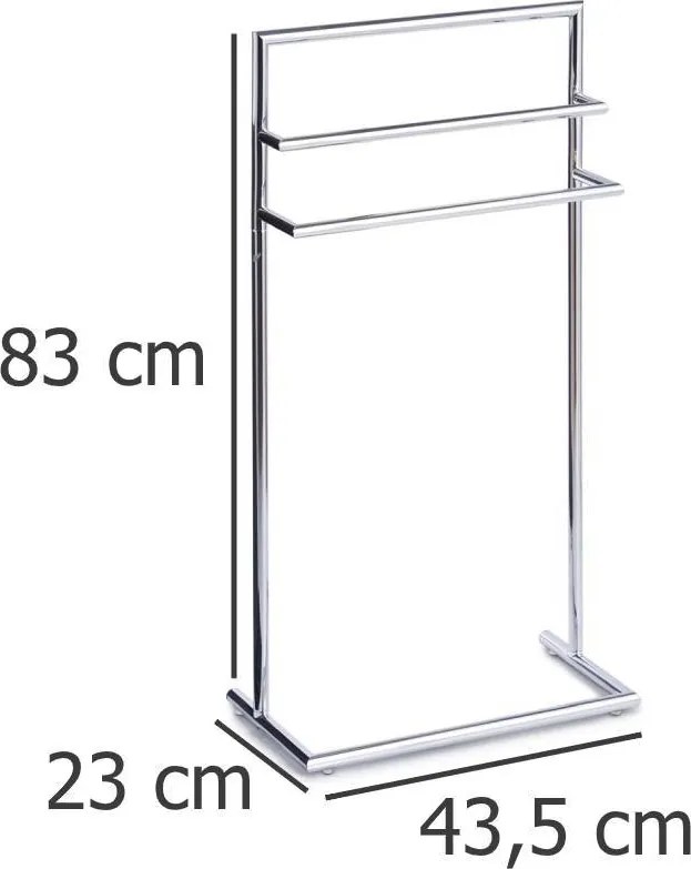 Koupelnový stojanový věšák na ručníky, 3 ramenný, chromovaný kov, ZELLER