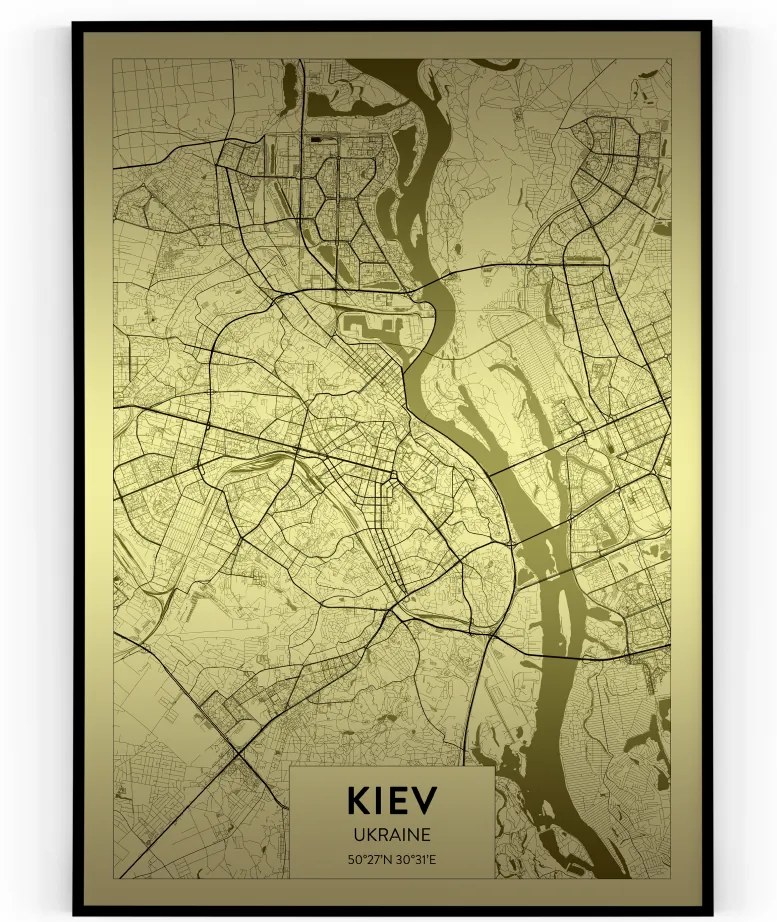 Plakát / Obraz Mapa Kiev Pololesklý saténový papír 210 g/m² A4 - 21 x 29,7 cm