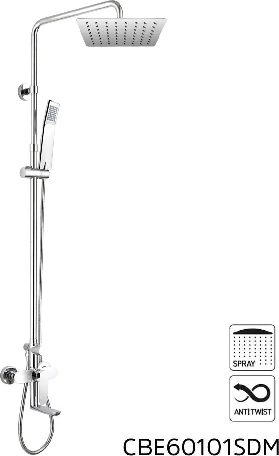 Mereo Mereo, Nástenná baterie Mada 150mm se sprch.soupravou,otoč.ramínkem, ruční a talíř.sprchou slim 200x200mm, CBE60101SDM