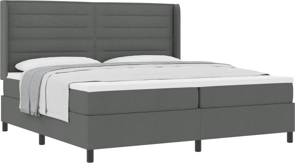 Postel s boxspringem s polštářem Tmavě šedá 200 x 200 cm textil 3341603