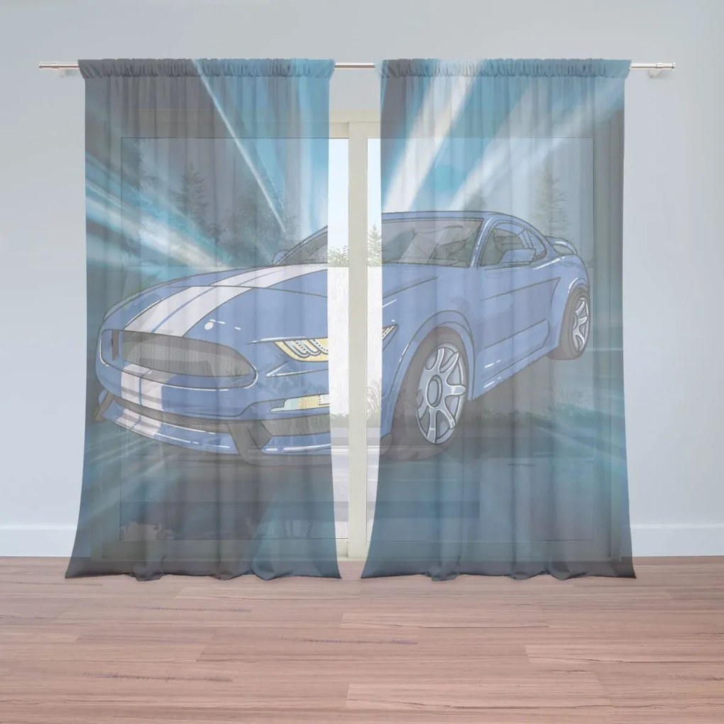 Sablio Záclony Mustang Modré pozadí: 2ks 150x250cm