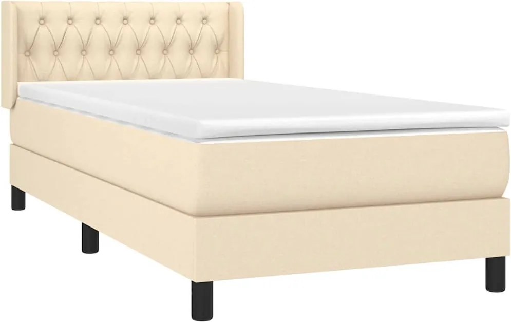 Box spring postel s matrací krémová 90x190 cm textil 3129918