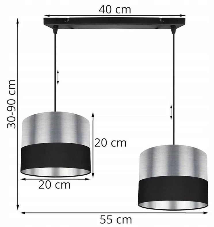 Závěsné svítidlo CHROMIC, 2x chromové textilní stínítko (mix 2 barev), (výběr ze 2 barev konstrukce)