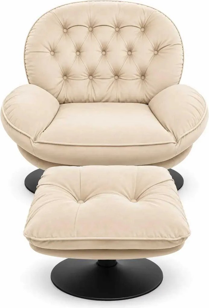 LuxuryForm DESIGN Otočné relaxační křeslo LUNA s podnožkou - krémové