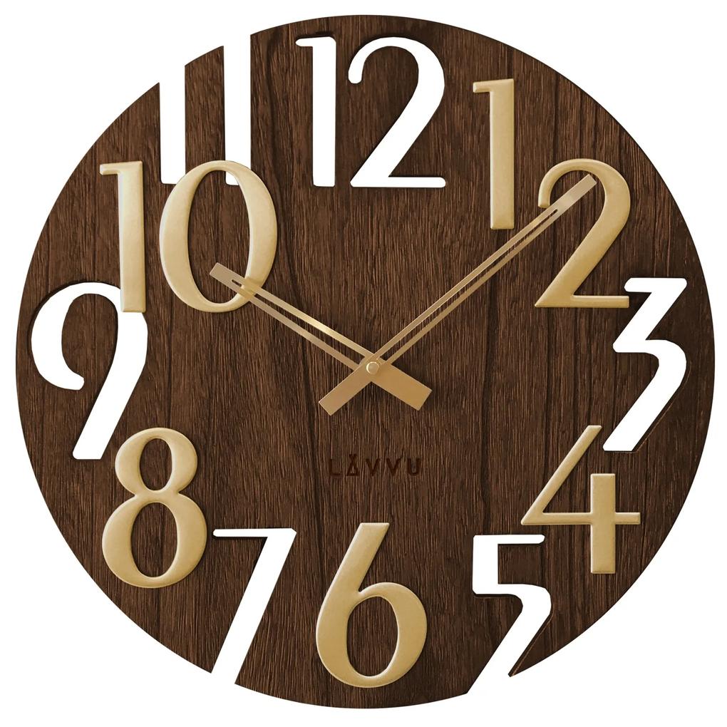 Stylové dřevěné moderní hodiny LAVVU STYLE Brown Wood LCT1011
