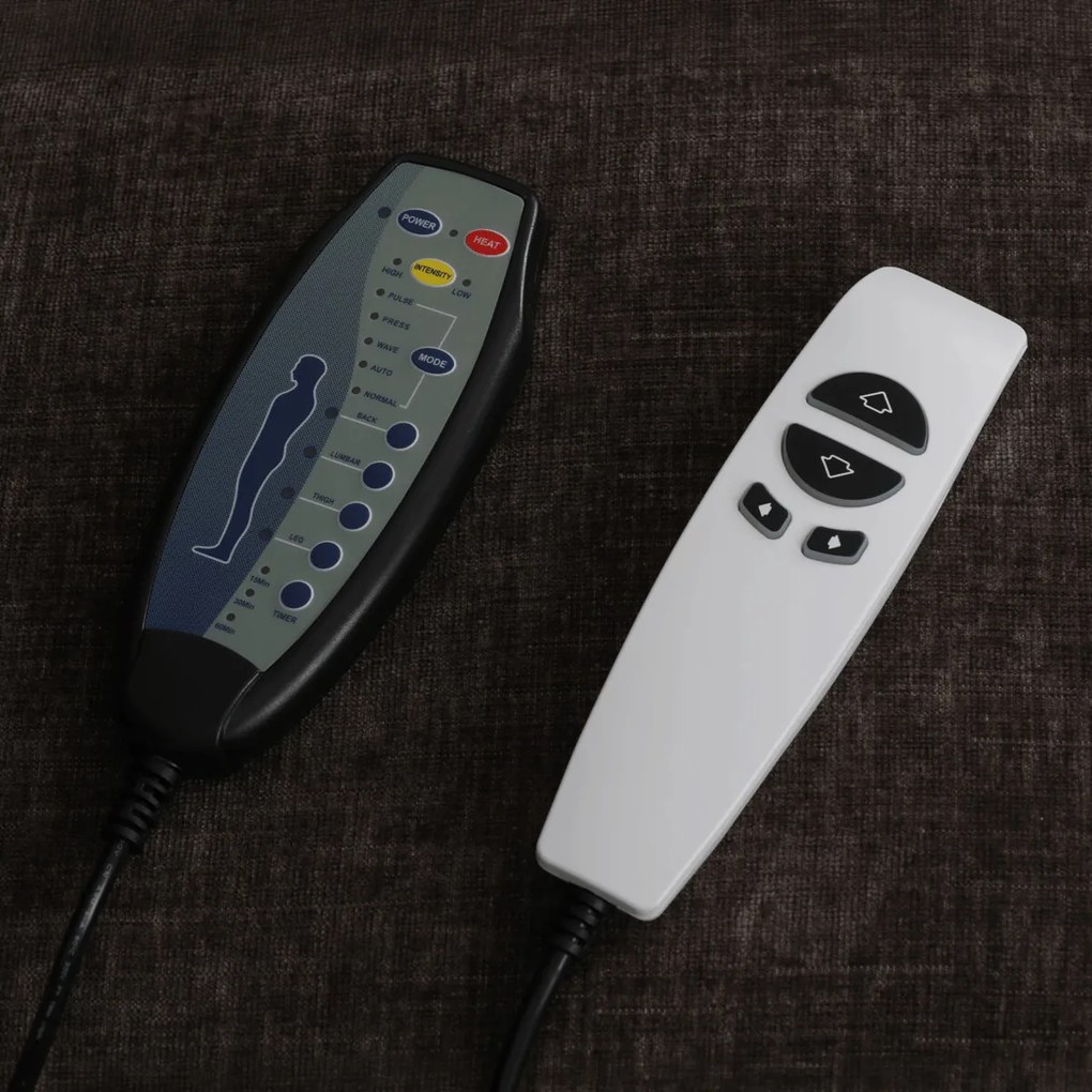 Elektrické polohovací TV křeslo VOJO - hnědá látka / masážní / vyhřívací funkce