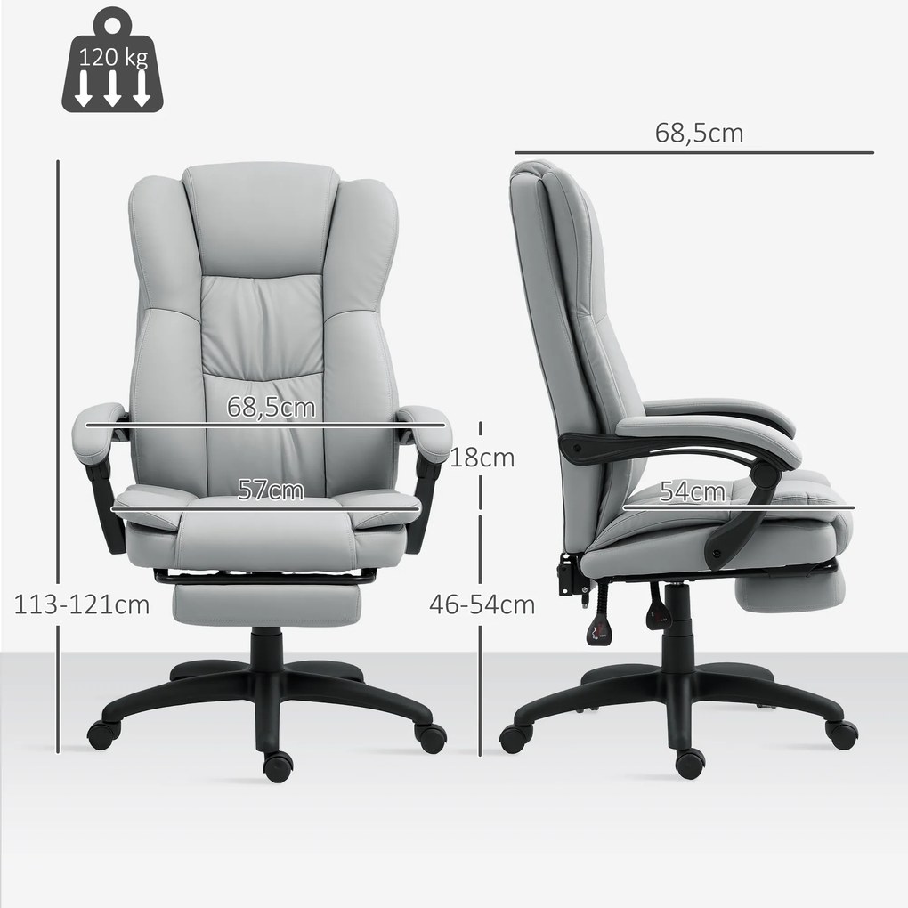 Kancelářská židle Vinsetto s masážní funkcí, ergonomická kancelářská židle s funkcí polohování, výškově nastavitelná manažerská židle s funkcí otáčen…
