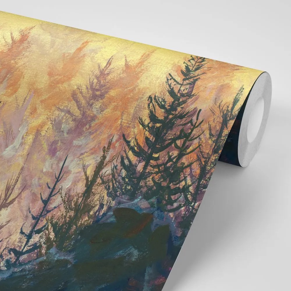 Samolepící tapeta umělecká lesní malba