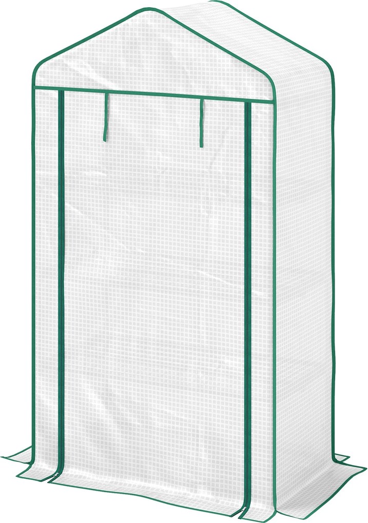 Outsunny PE Zahradní skleník s 4 policemi, balkonový skleník, zpevněná plachta 135 g/m², ocelový rám, rolovací zipový vchod, pro zeleninu, rostliny a…