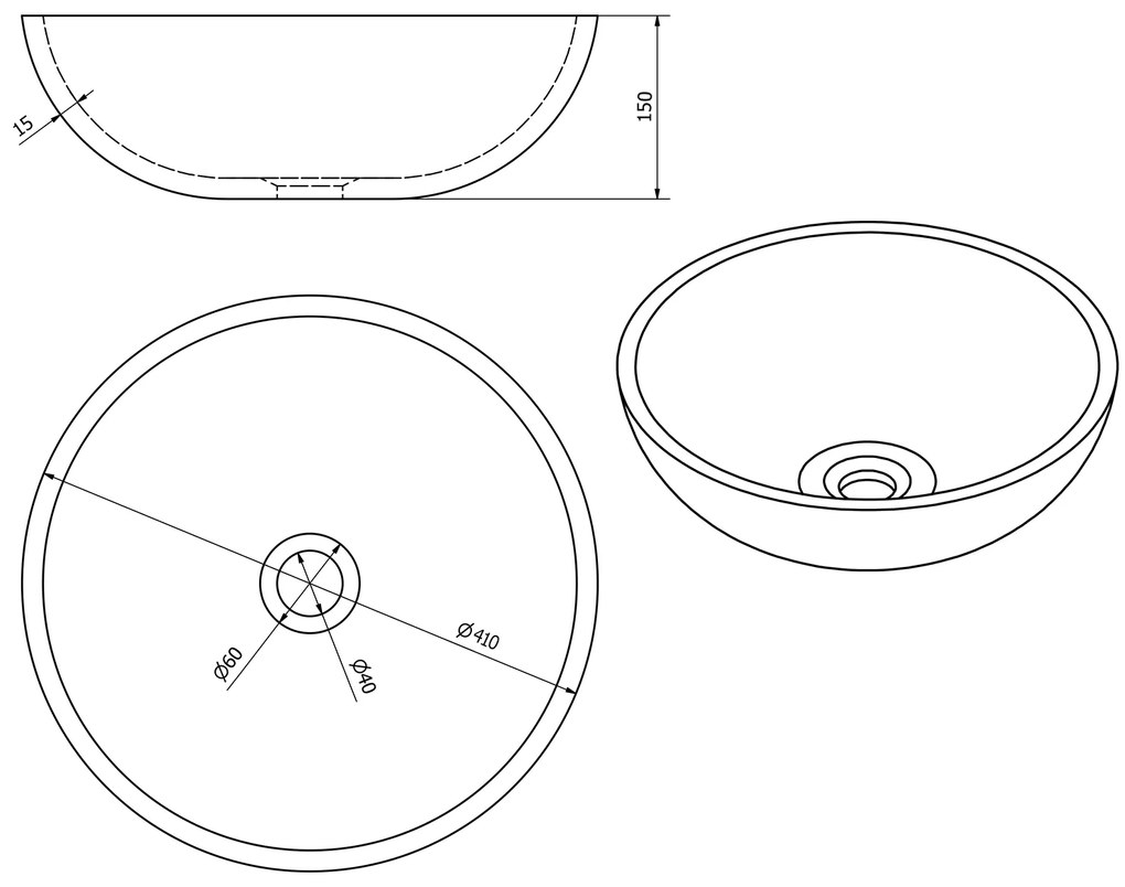 Sapho Sapho, PRIORI keramické umyvadlo na desku Ø 41 cm, hnědá s modrým vzorem, PI023