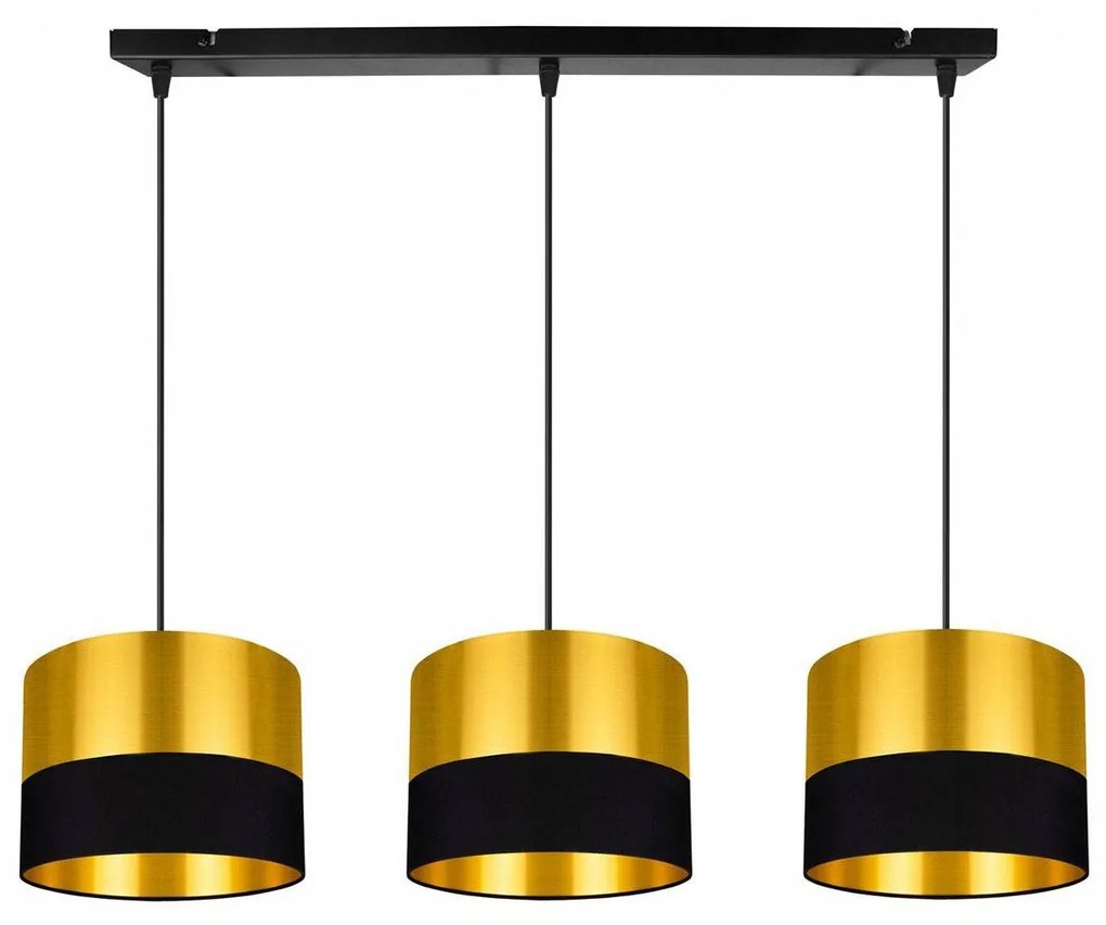 Závěsné svítidlo GOLDEN, 3x zlaté textilní stínítko (mix 2 barev), (výběr ze 2 barev konstrukce)