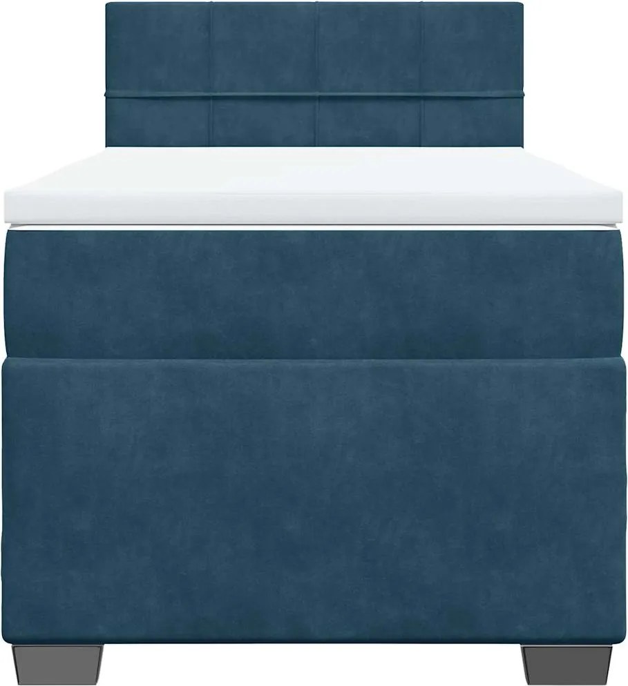 Box spring postel s matrací modrá 90 x 190 cm samet 3288502