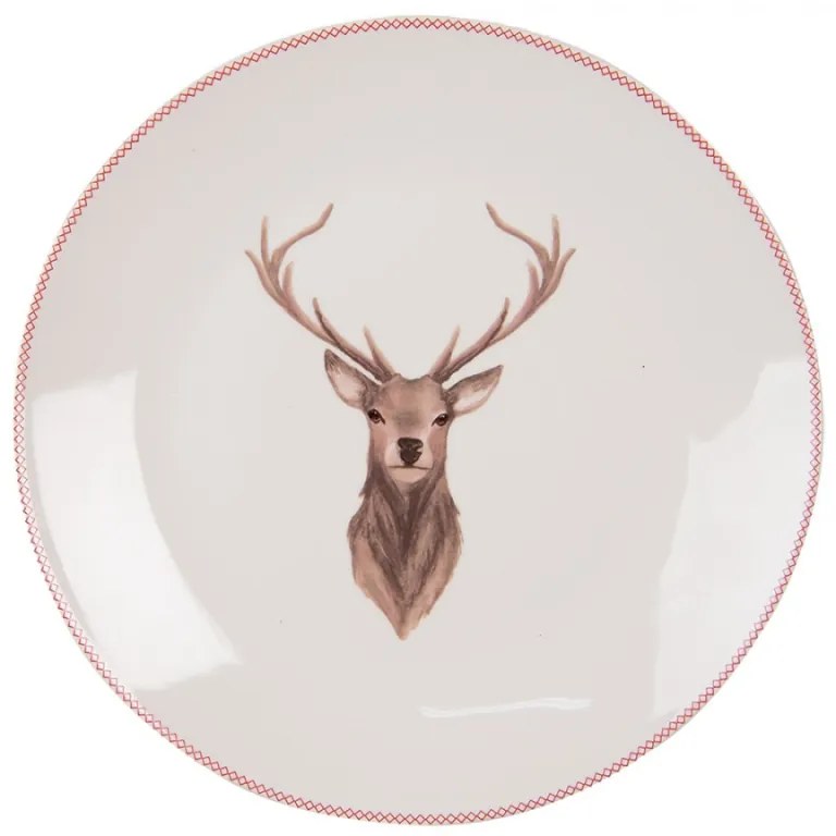 Porcelánový dezertní talíř s jelenem Cosy Lodge – 20x2 cm