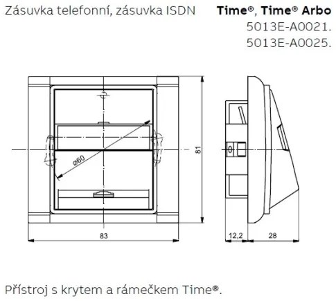 ABB Time,Time Arbo kryt zásuvky telefonní antracitová 5013E-A00213 34