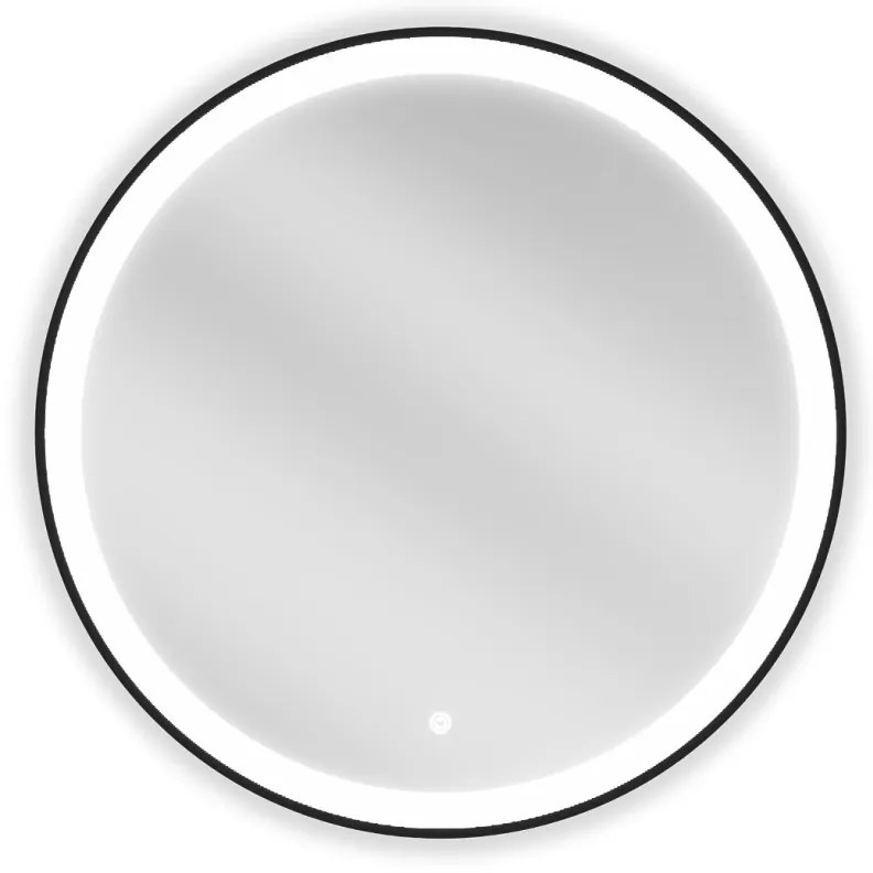 Mexen Esso, kulaté LED podsvícené koupelnové zrcadlo 70 cm, 6000K, topná podložka proti zamlžování, černý rám, 9825-070-070-611-70