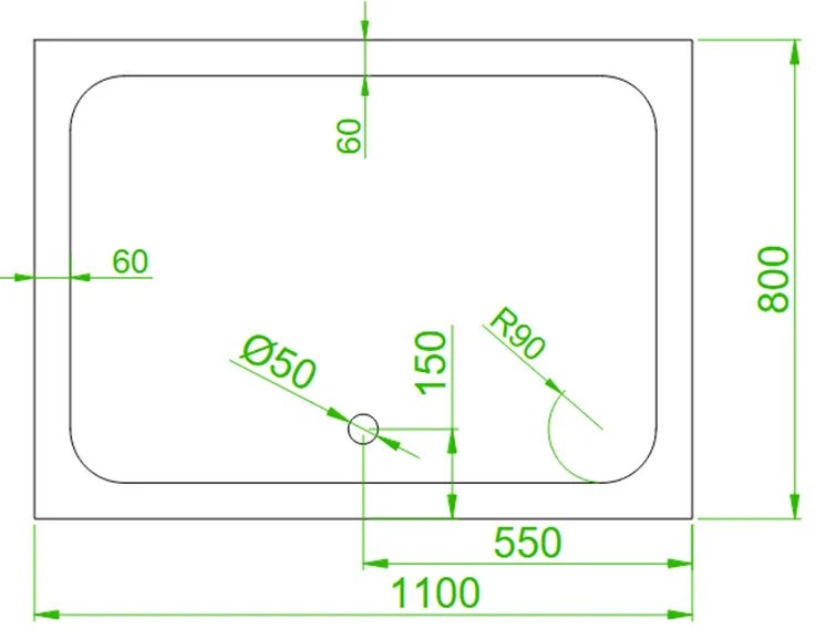 BPS-koupelny Obdélníkový sprchový kout HYD-OK103B 110x80 černý/transparent + vanička HYD-OSV-SXL03D bílá