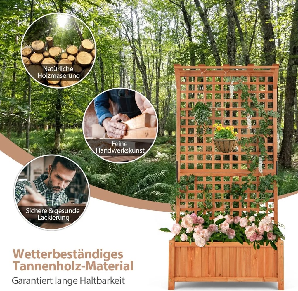 Costway Květinový truhlík s mříží a střechou a mříží a drenážními otvory