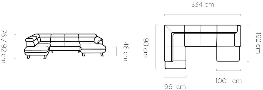Sedací souprava Raven XL, krémová látka, tvar levé U