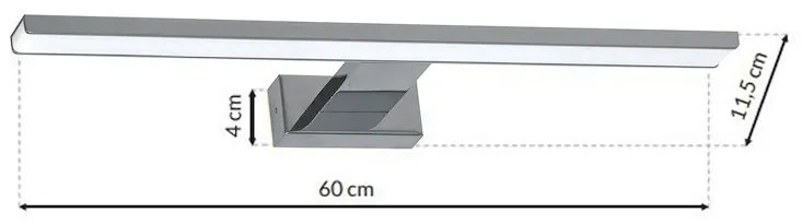 Nástěnné LED svítidlo Shine1, 1x LED 13,8w, 4000k, (60 cm), ch