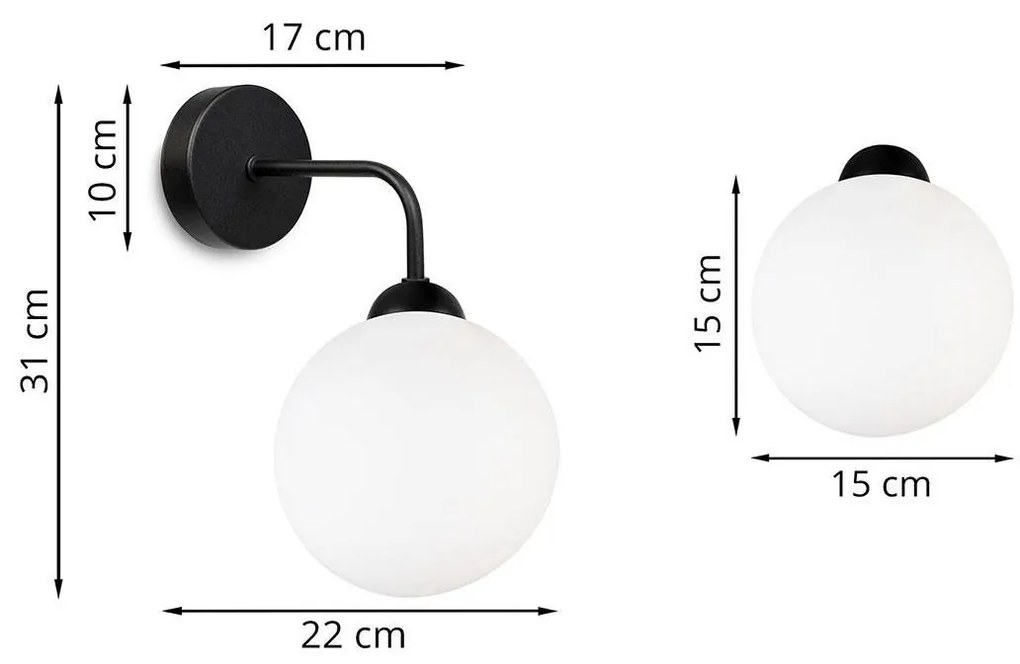 Nástěnné svítidlo Florence, 1x bílé skleněné stínítko