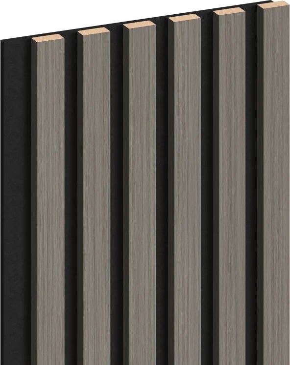 Mexen Lam-F, akustické stěnové lamely 275 × 30 cm, plstěný podklad 8 mm, technická dýha, dub ocelový, S105-275307-3015-006