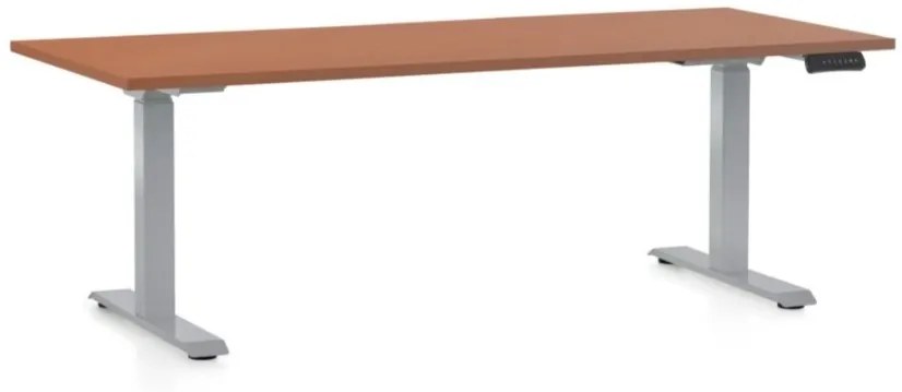 Výškově nastavitelný stůl OfficeTech D, 180 x 80 cm - šedá podnož Barva: Ořech