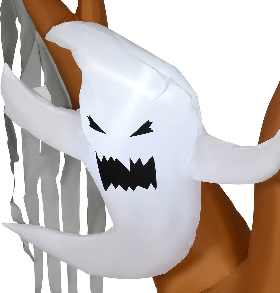 HOMCOM Halloween dekorace, 2,40 m vysoký strašidelný strom, samonafukovací, LED osvětlení, pro venkovní použití