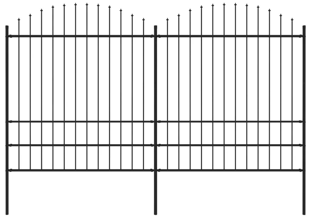 277749 vidaXL Zahradní plot s hroty ocel (1,75–2) x 3,4 m černý