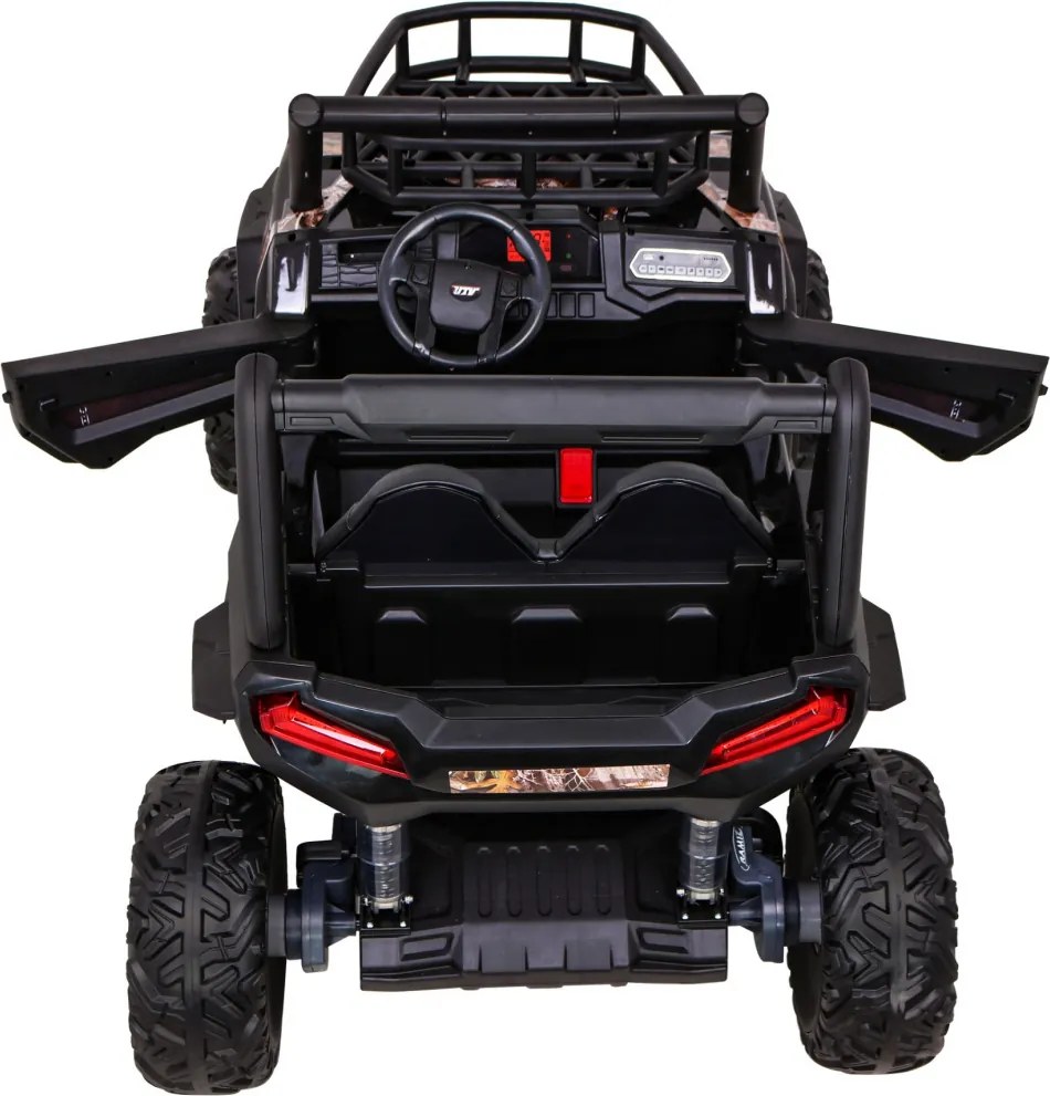 Ramiz Elektrická terénní bugina UTV pro děti černá + dálkové ovládání + zavazadlový prostor + pomalý start + EVA kola + MP3 LED