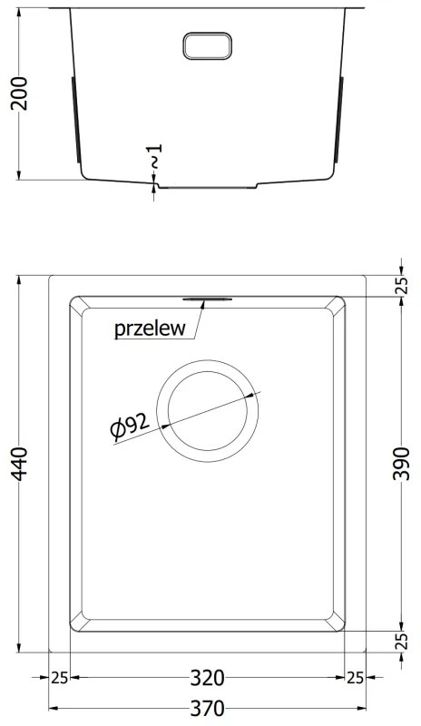 Mexen Trixo, 1-komorový nerezový dřez 370 x 440 mm, broušená měď, vzor voština, 6412371000-65HC