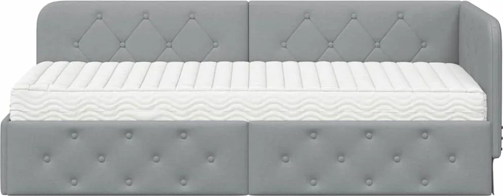 Rohový rám postele Světle šedá 80 x 200 cm textil 3394029