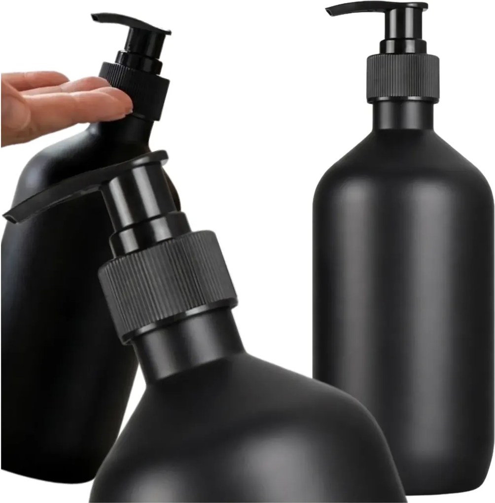 Camerazar Dávkovač mýdla 300 ml matně černá lahvička s pumpičkou do kuchyně nebo koupelny