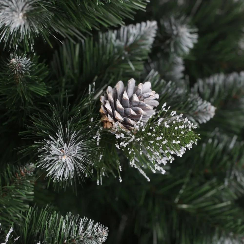 Nádherná zasněžená vánoční borovice se šiškami 150 cm