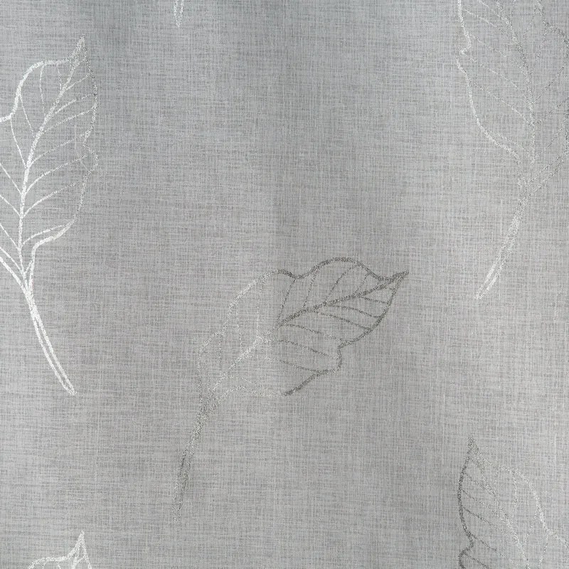 Bílá záclona se stříbrným potiskem IZABEL na kroužcích 140 x 250 cm
