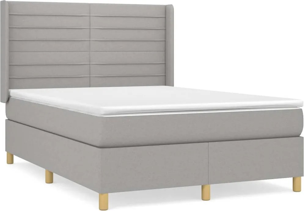 Box spring postel s matrací světle šedá 140 x 200 cm textil 3132073