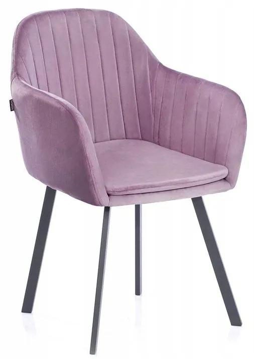 HOMEDE TRENTO jídelní sametová židle - růžová barva