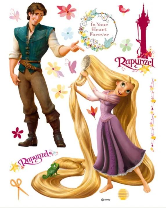 DECOFUN Maxi nálepka na zeď Rapunzel a princ 85x65 cm