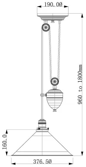 Elstead PV-P-AGB - Lustr na lanku PROVENCE 1xE27/100W/230V mosaz