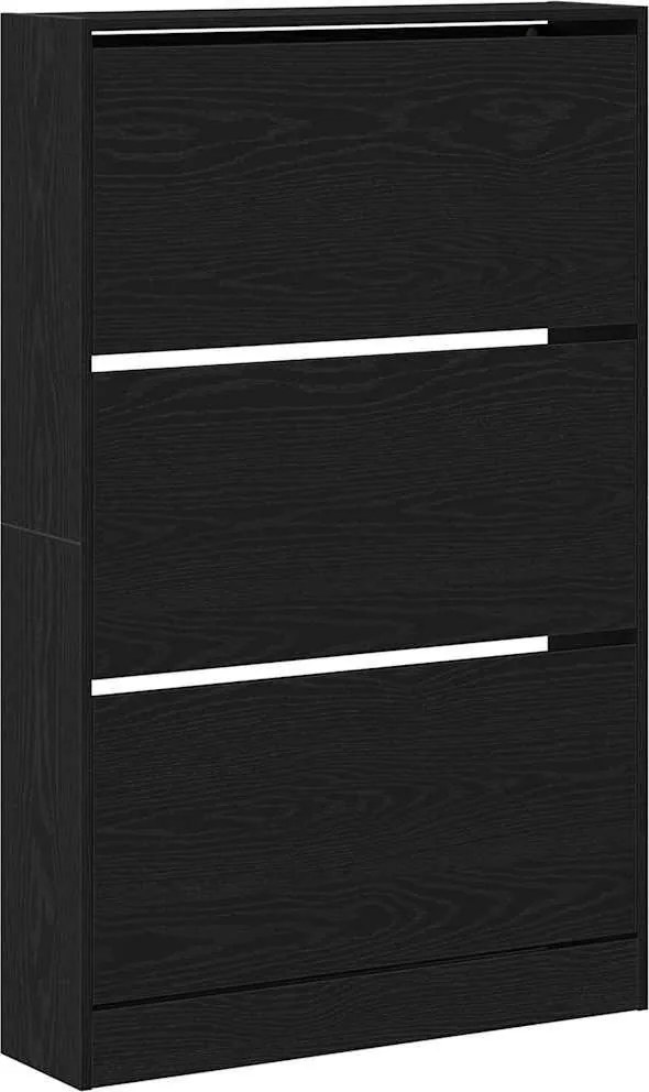 vidaXL Botník 80 x 21 x 125,5 cm kompozitní dřevo [869104] Barva: Černá