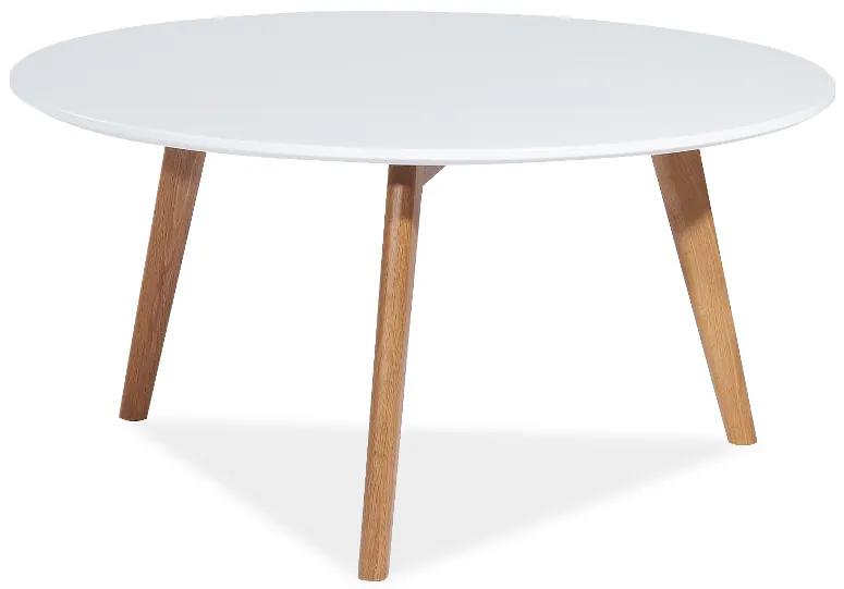 Konferenční stolek, bílá/dub, MILAN L1 80x80