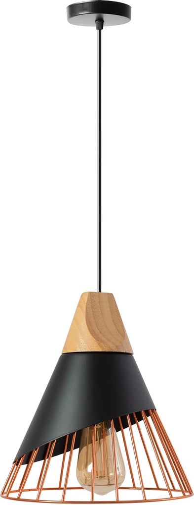 Toolight - Skandidávská závěsná stropní lampa APP225-1CP, černá-hnědá-růžová zlatá, OSW-00892