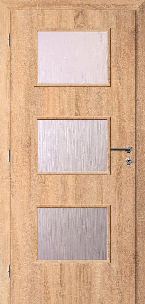 Solodoor Interiérové dveře Etta 6, 80 L, 80 × 197 cm, fólie, levé, dub Mystic, prosklené